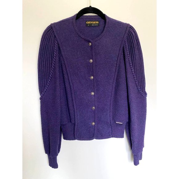 geiger | Sweaters | Vintage Geiger Austria Purple Wool Cardigan Sweater ...